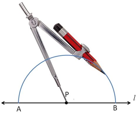 perpendicular to a line through a point on it using compass