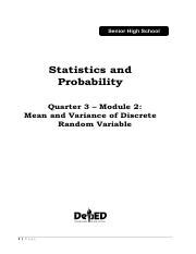 Statistics Probability Q Mod Mean And Variance Of Discrete Random