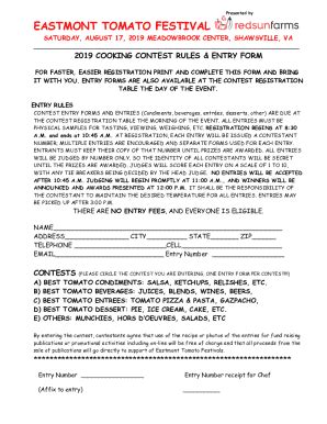 Fillable Online 2019 PAGEANT RULES ENTRY FORM Mountainvalleycf