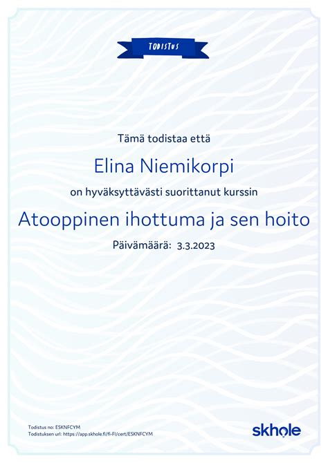 Atooppinen Ihottuma Ja Sen Hoito Kurssi Todistus Skhole