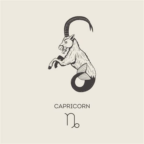 Símbolo del zodiaco de capricornio en estilo de grabado Vector Premium