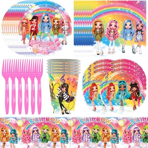 Rainbow High Stoviglie Per Compleanno Feste 61 Pezzi Rainbow High