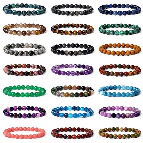 Bracelets En Perles De Pierre Naturelle Pour Femmes Am Thystes Cristaux