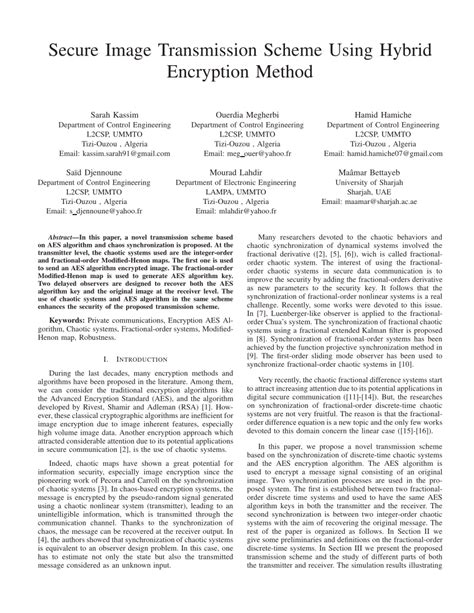 pdf secure image transmission scheme using hybrid encryption method