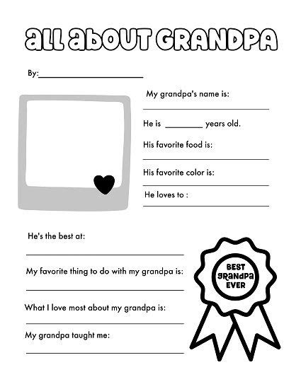All About My Grandpa Free Printable In Diy Father S Day Gifts