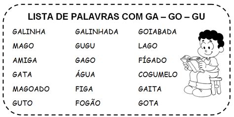 ATIVIDADES PARA EDUCADORES Ortografia Palavras as sílabas GA GO GU