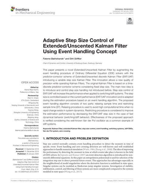 pdf adaptive step size control of extended unscented kalman filter