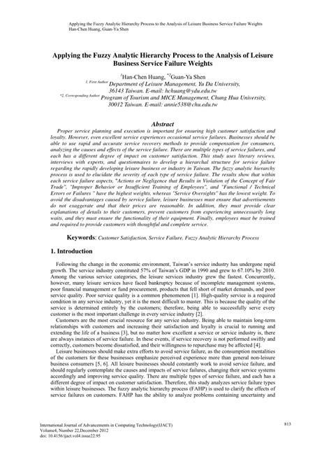 pdf applying the fuzzy analytic hierarchy process to the analysis of leisure business service