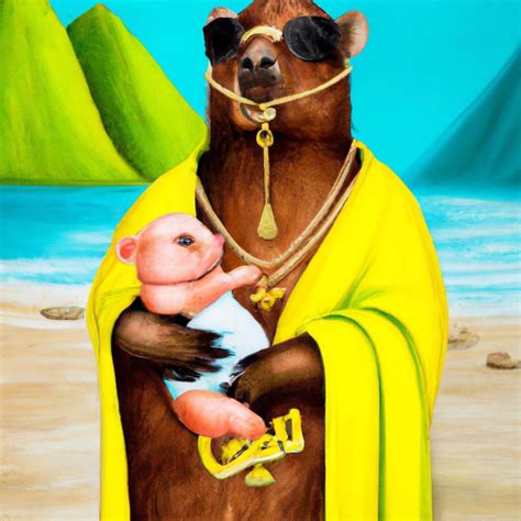 Digital Art Of A Capybara On The Beach Wearing A Robe And A Gold