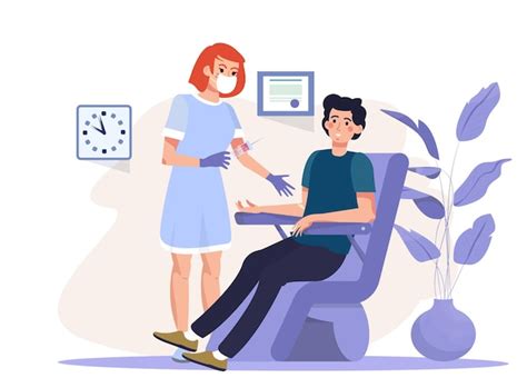 Personaje masculino dando sangre hombre tomando análisis de sangre