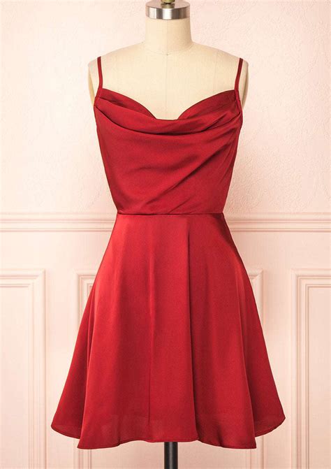 A Line Cowl Neck Sleeveless Short Mini Charmeuse Homecoming Dress With