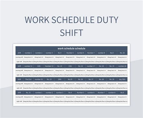 Work Schedule Duty Shift Excel Template And Google Sheets File For Free