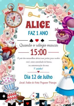 Fazer convite online convite digital Alice no País das Maravilhas