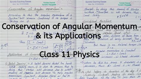 conservation of angular momentum applications chapter 6 system of particles rotational