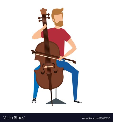 Man Playing Classic Cello Instrument Royalty Free Vector