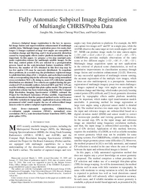 pdf fully automatic subpixel image registration of multiangle chris proba data frank canters