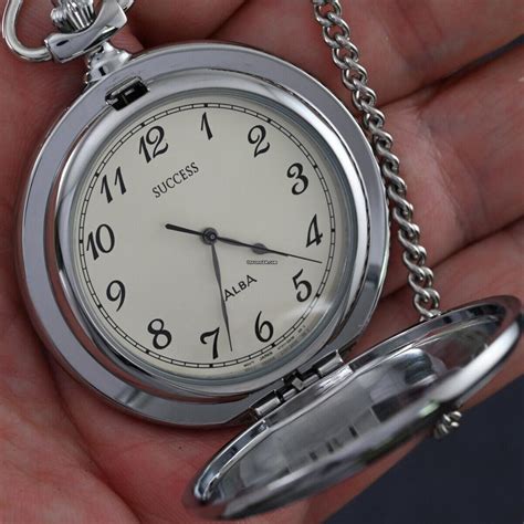 Seiko Pocket Watch Alba Success Quartz V A Silver Case For