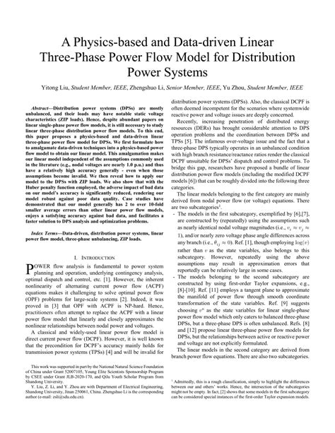 pdf a physics based and data driven linear three phase power flow model for distribution power