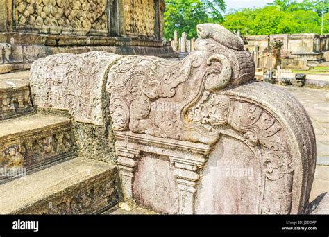The Carved Handrail Of The Stupa House Vatadage At Dalada Maluwa