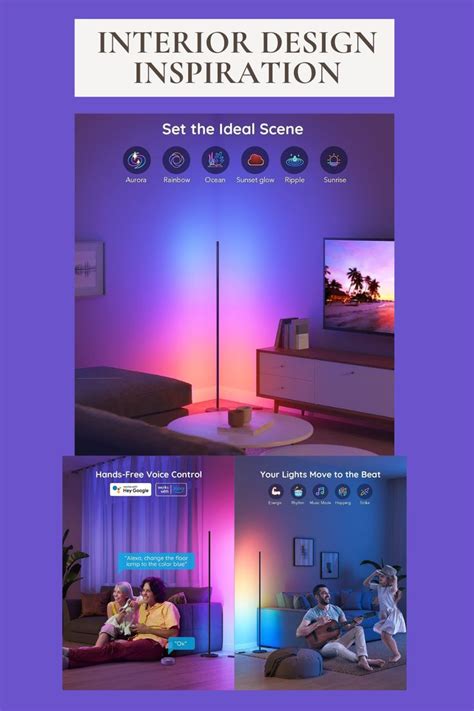 Govee LED Floor Lamp RGBIC Corner Floor Lamp Works With Alexa Google