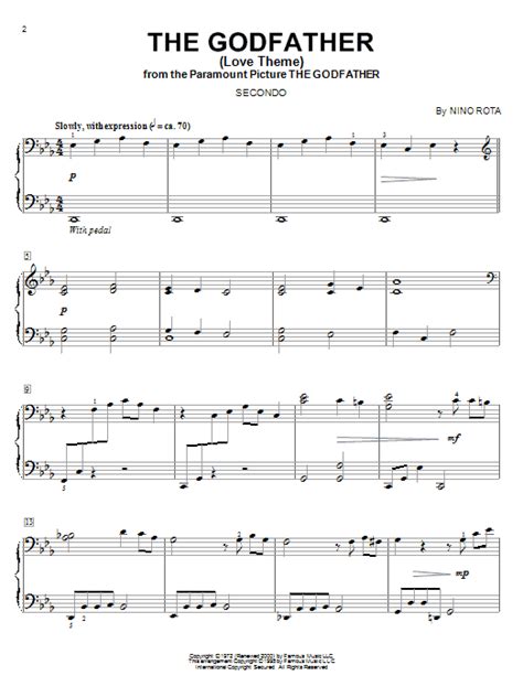 The Godfather Love Theme By Nino Rota Sheet Music For Piano Duet At