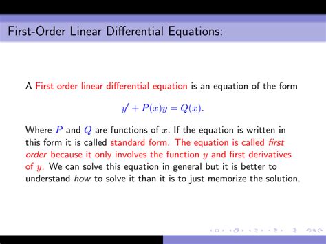 first order linear differential equations