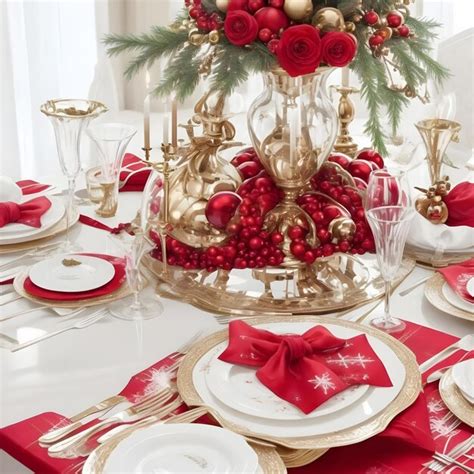 Premium AI Image Gorgeous Christmas Table Setting Ideas For An