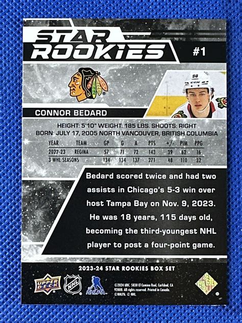 Connor Bedard Upper Deck Star Rookies Rc Ebay
