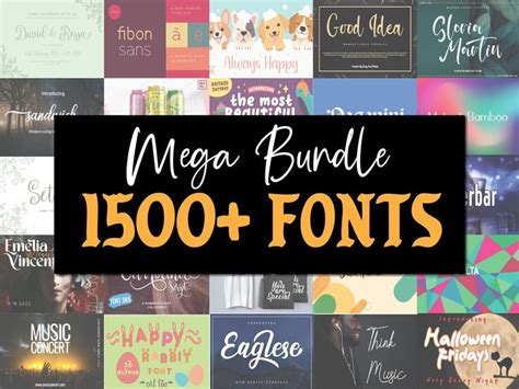 1500 Mega Fonts Bundle For Crafters Cricut Calligraphy Font Handwritten