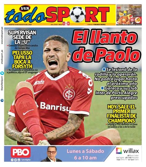 Portada Impresa Diario Todo Sport 18 08 2020