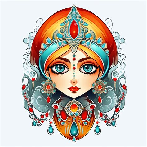 An Evil Woman In A Russian Traditional Dress Royaltyfree Clipart In
