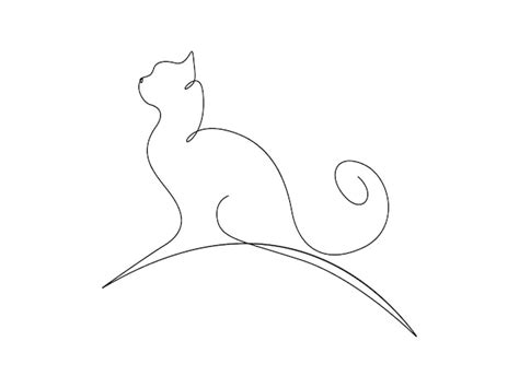 Desenho contínuo de uma linha de gato bonito isolado em fundo branco