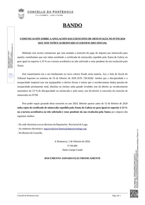 ANULACIÓN EXENCIÓN PAGO IVTM POR MINUSVALÍA ANO 2024 Concello da