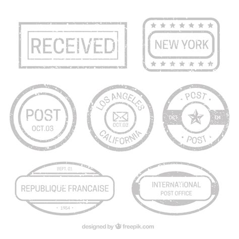 Set De Sellos Postales Grises Vector Gratis