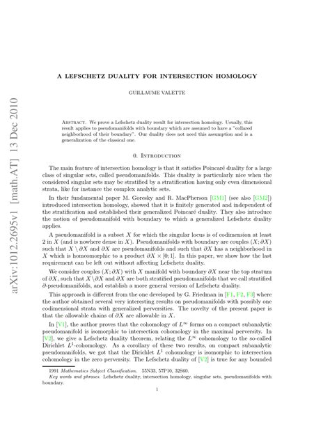 pdf a lefschetz duality intersection homology