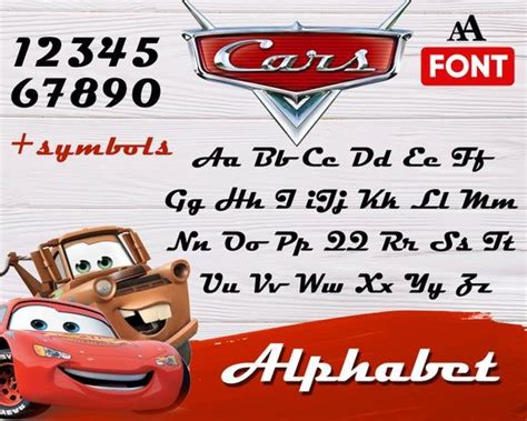 Cars Font Svg Cars Letters Svg Cars Alphabet Svg Cars Numbers Svg Download Print Png Svg