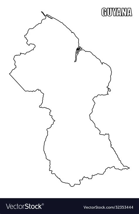 Guyana Outline Map Royalty Free Vector Image VectorStock