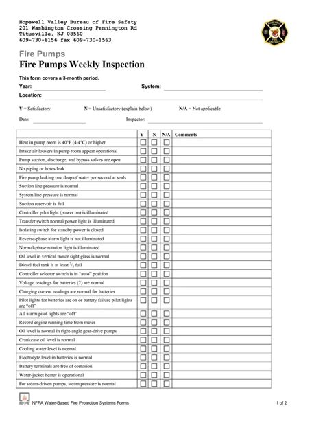 Nfpa Fire Pump Inspection Form Fill Out Printable PDF Forms Online