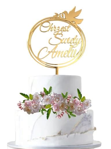 Topper Na Tort Chrzest Swiety Z Imieniem Lustrzany Allegro Pl