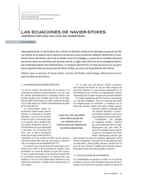 Ecuaciones de Navier Stokes Importancia MÈTODE SCIENCE STUDIES