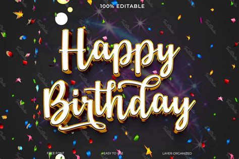 Efecto De Estilo De Texto Feliz Cumplea Os Archivo Psd De Photoshop