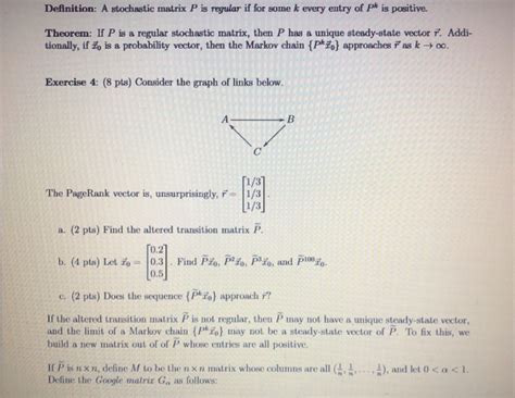 solved definition a stochastic matrix p is regular if for