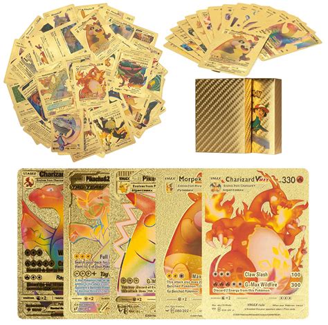 Buy Pcs Tcg Deck Box Gold Foil Pokemon Cards Including Assorted Rare
