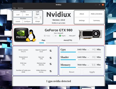 Nvidiux Nvidia GPU Overclocking And Underclocking Software For Linux