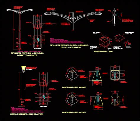 Detalle De Alumbrado Publico En AutoCAD Librería CAD