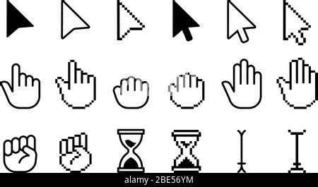 Clicking Mouse Cursors Computer Finger Pointers Vector Set Mouse