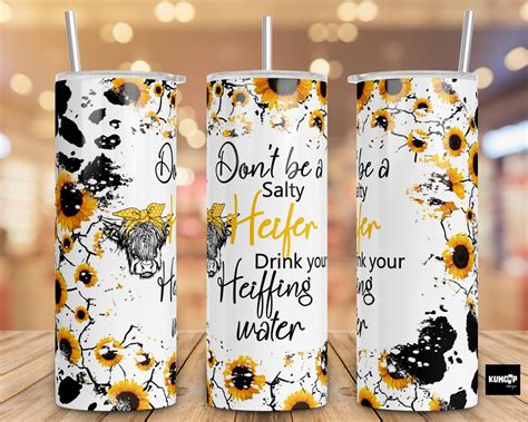 Cow Sunflowers Cowhide Seamless For Straight Tapered Tumbler PNG