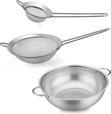 Set de 3 passoires en acier inoxydable égouttoir micro perforé avec