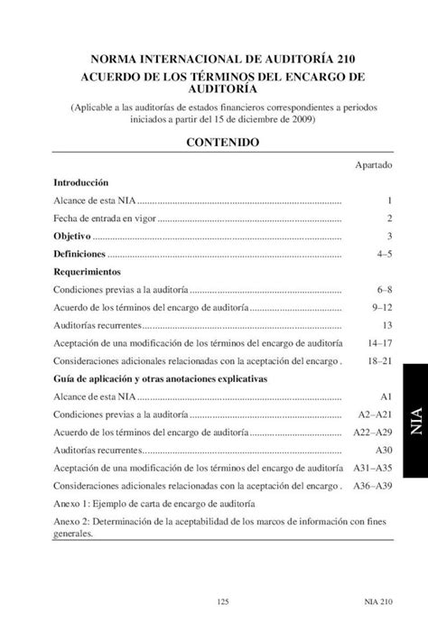 PDF NORMA INTERNACIONAL DE AUDITORÍA 210 ACUERDO DE LOS ACUERDO