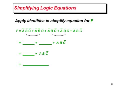 simplifying logic equations